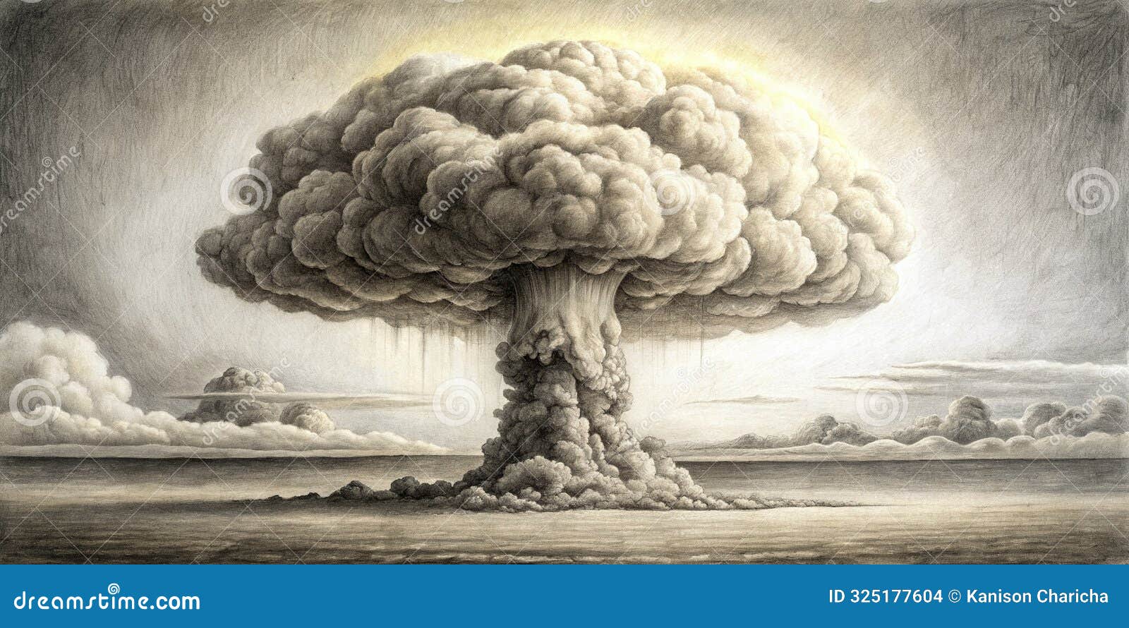 Pencil With Nuclear Explosion Mushroom Shape, Creative Explosion Or ...