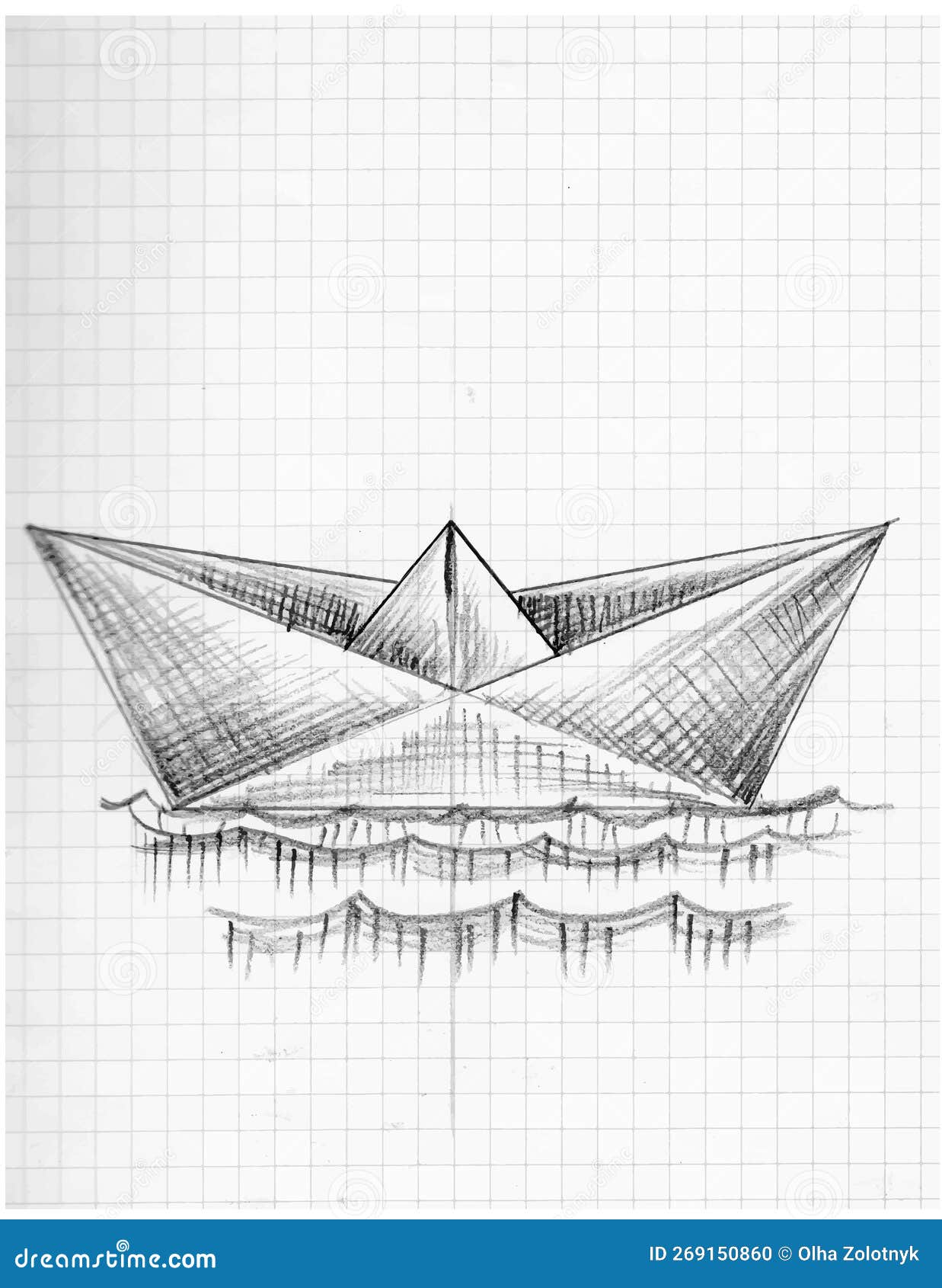Pencil Drawing of Paper Boat. Hand Drawn Vector Sketch Stock Vector ...