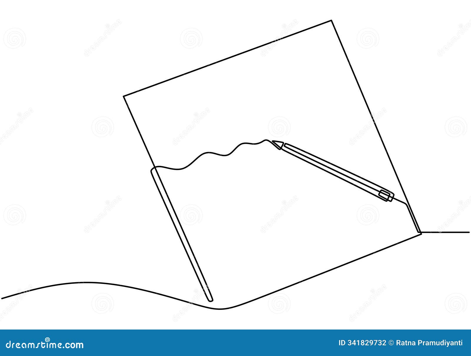 Pencil Drawing on Paper in Continuous Line Drawing. Creativity and ...