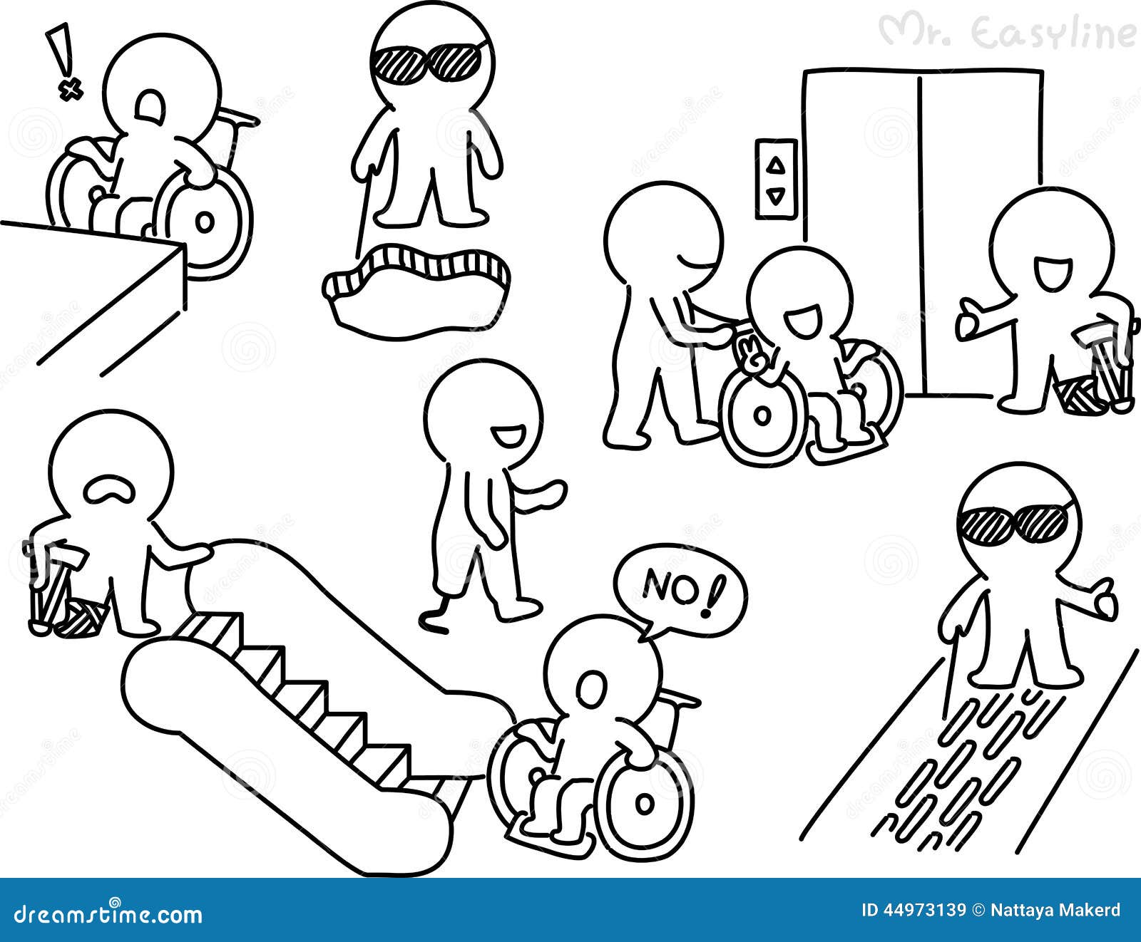 Pencil Drawing - People with Disabilities Stock Vector - Illustration ...