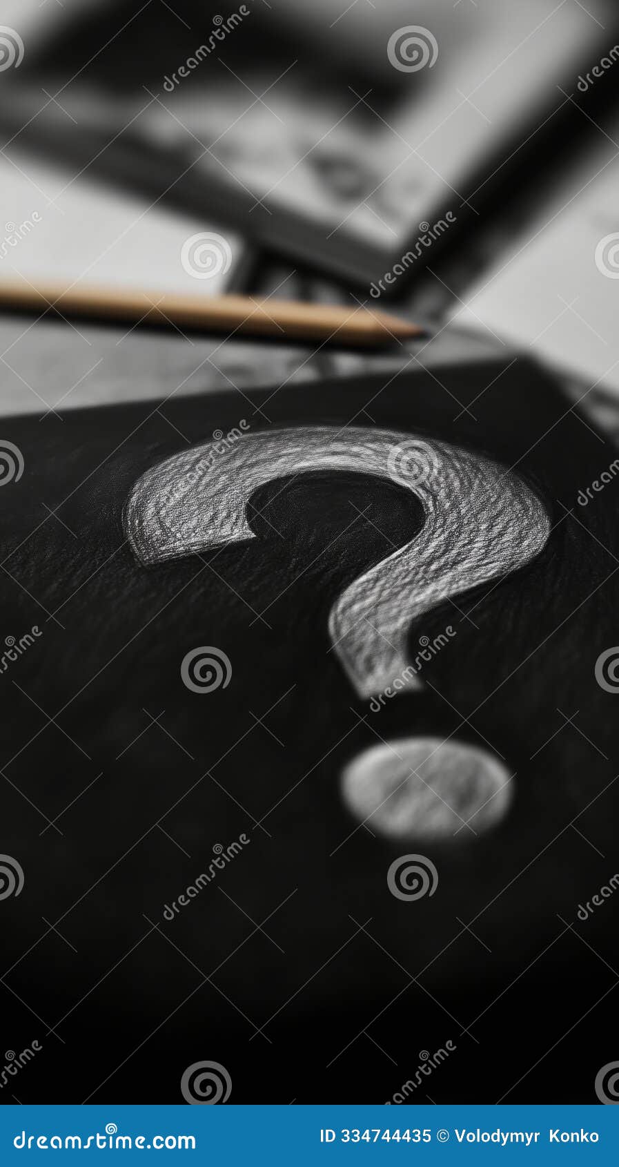 Pencil Drawing of a Question Mark on Black Paper, Artistic Concept ...