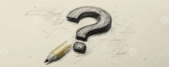 Pencil Drawing of a Question Mark on Paper, Artistic Expression Concept ...