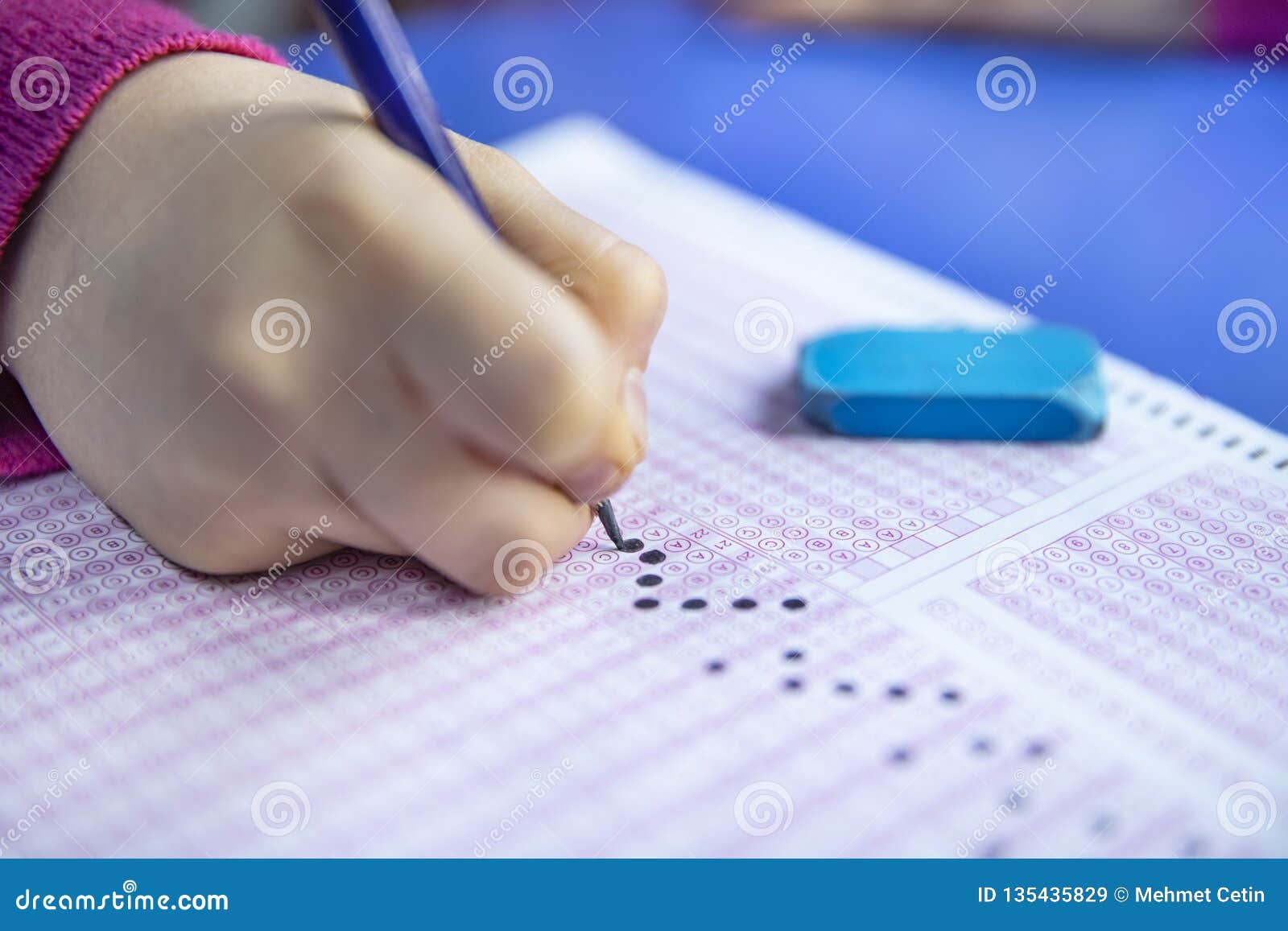 Hand Student Testing in Exercise and Taking Fill in Exam Carbon Paper ...