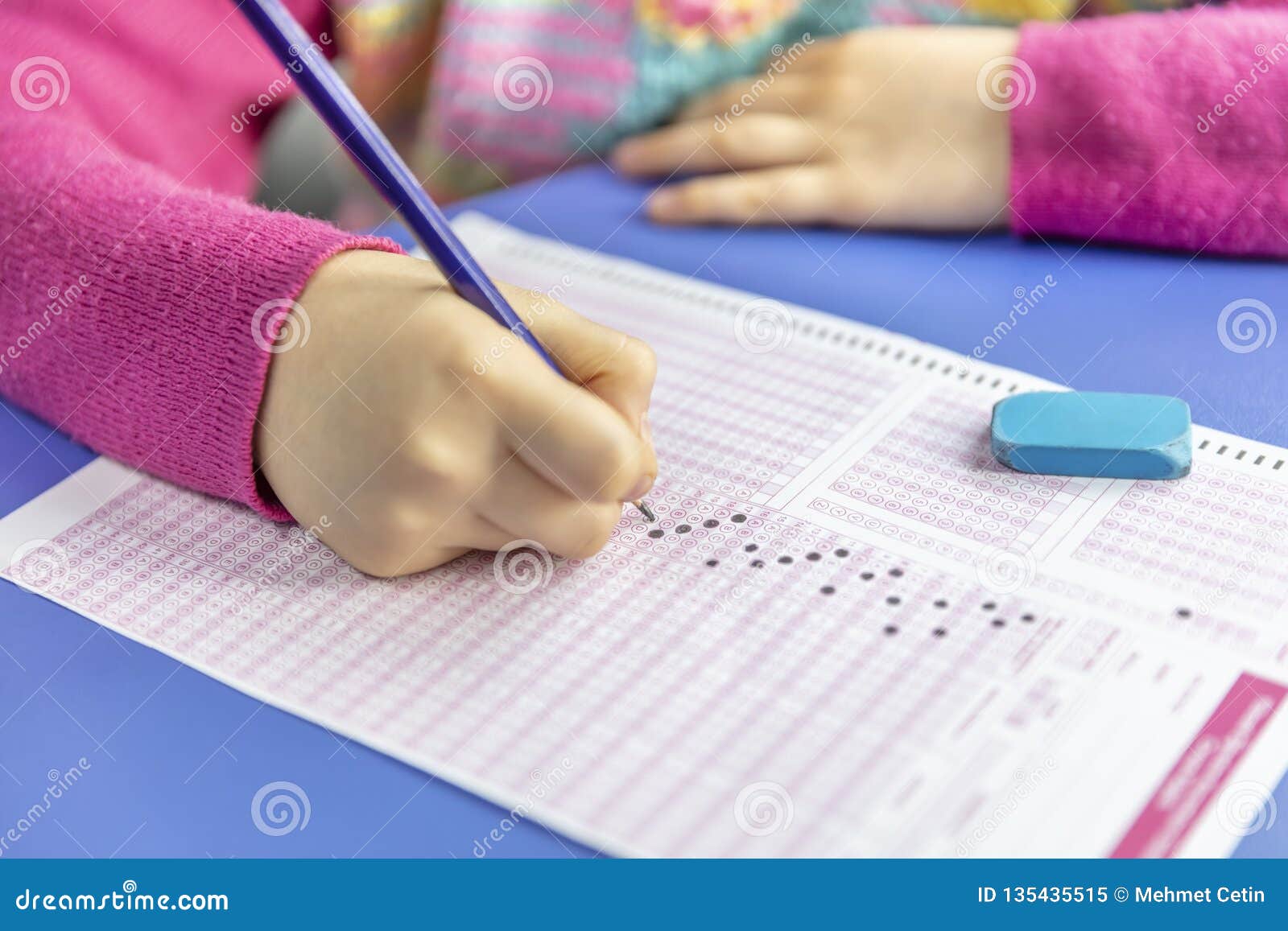 Hand Student Testing in Exercise and Taking Fill in Exam Carbon Paper ...
