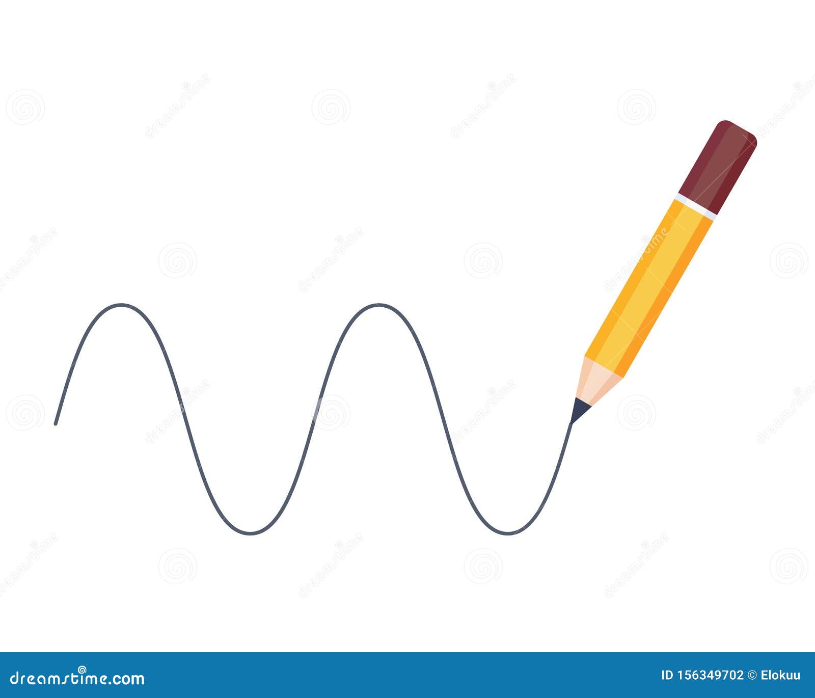 Pencil Drawing Sinusoid Isolated On White Background Vector ...