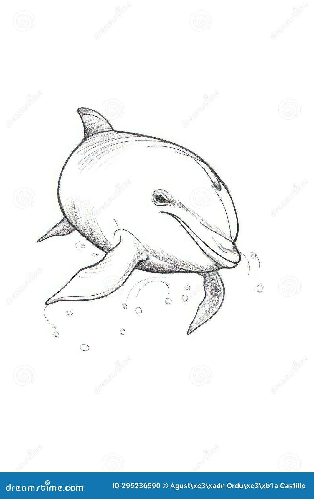 Pencil Drawing To Color of a Dolphin. Stock Illustration - Illustration ...
