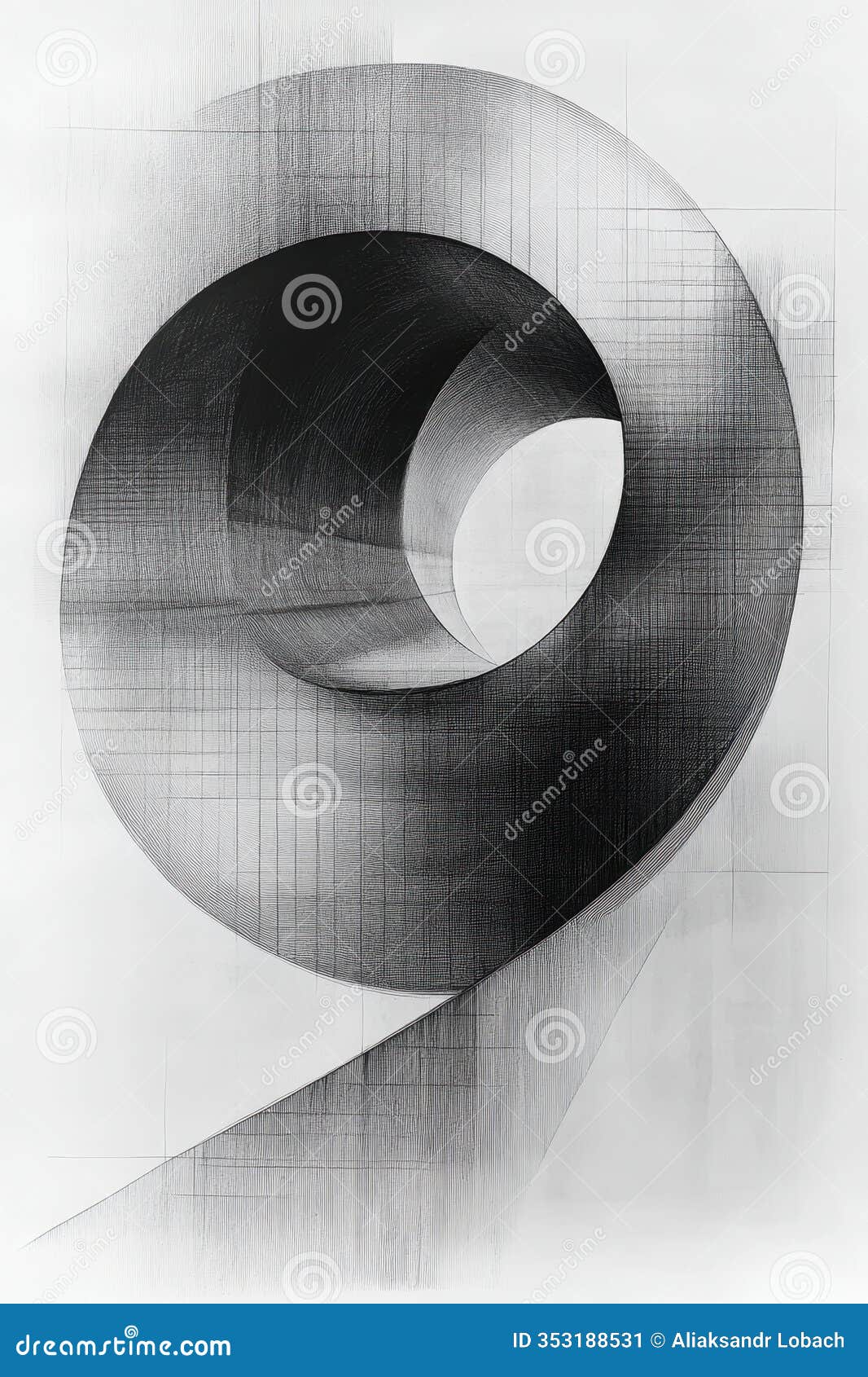 Pencil Drawing on White Paper. Circular Lines in Black Pencil on White ...