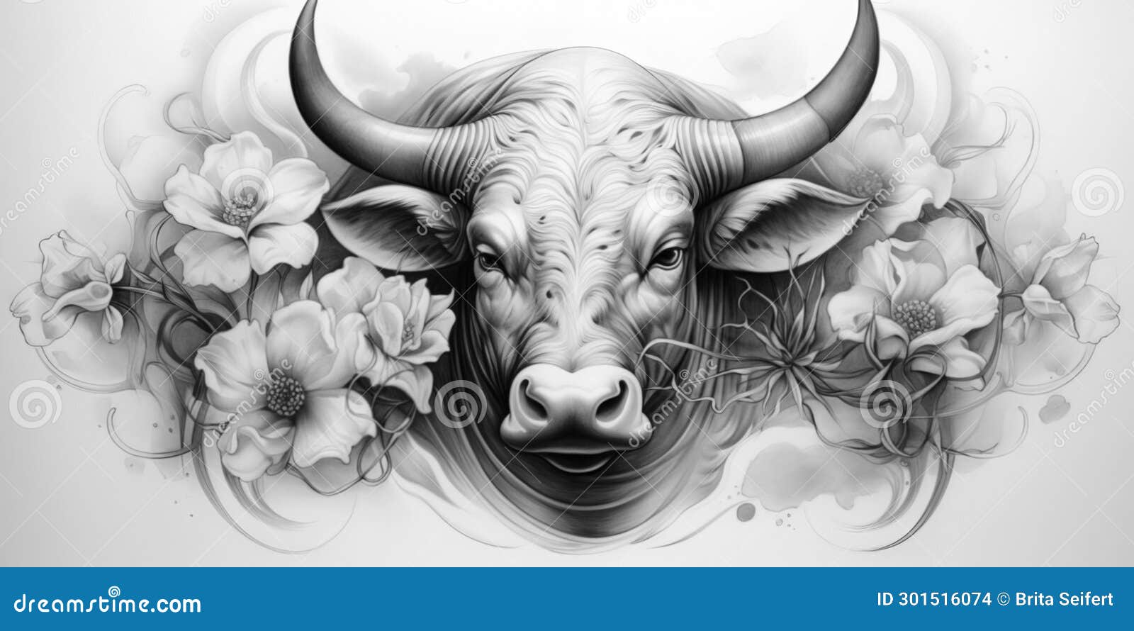 Pencil Drawing of Zodiac Sign Taurus the Bull Stock Illustration ...