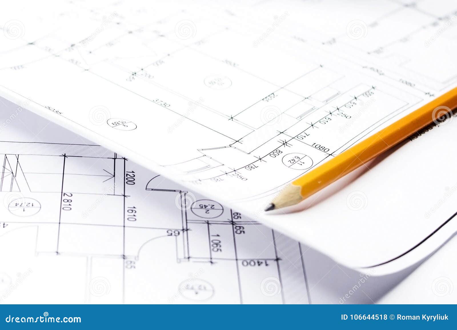 Pencil on Drawings with Drafts. Stock Photo - Image of dwelling, draft ...