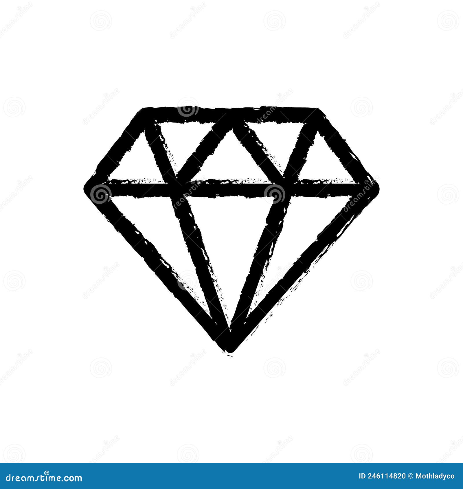 Pencil Drawn Diamond Icon Textured Line Art Stock Vector - Illustration ...