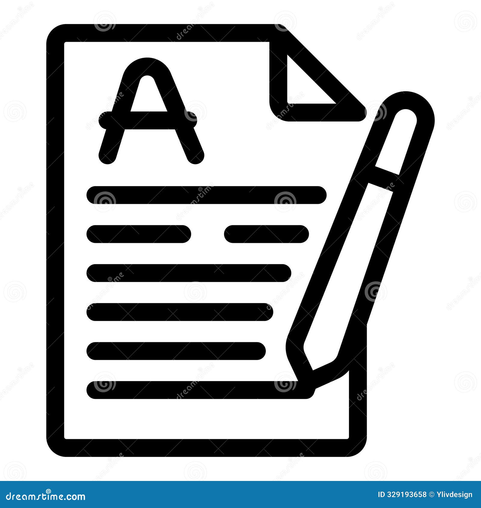 Pencil Editing Paper Document with Letter Grade a Icon Stock ...