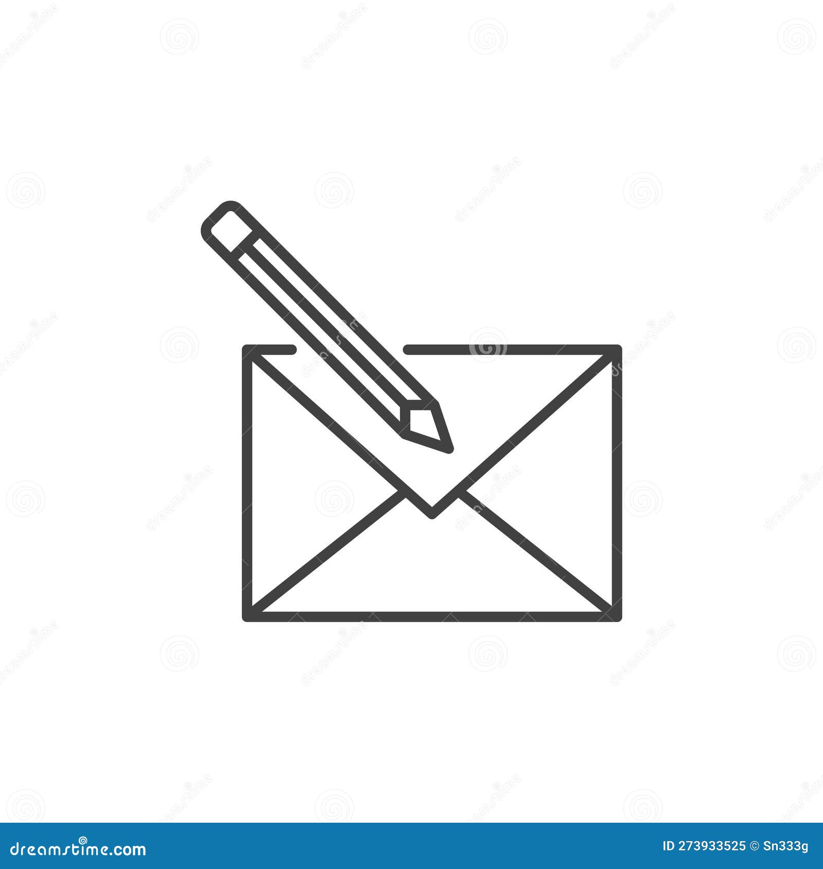 Pencil with Envelope Vector Email Edit Concept Outline Icon Stock ...