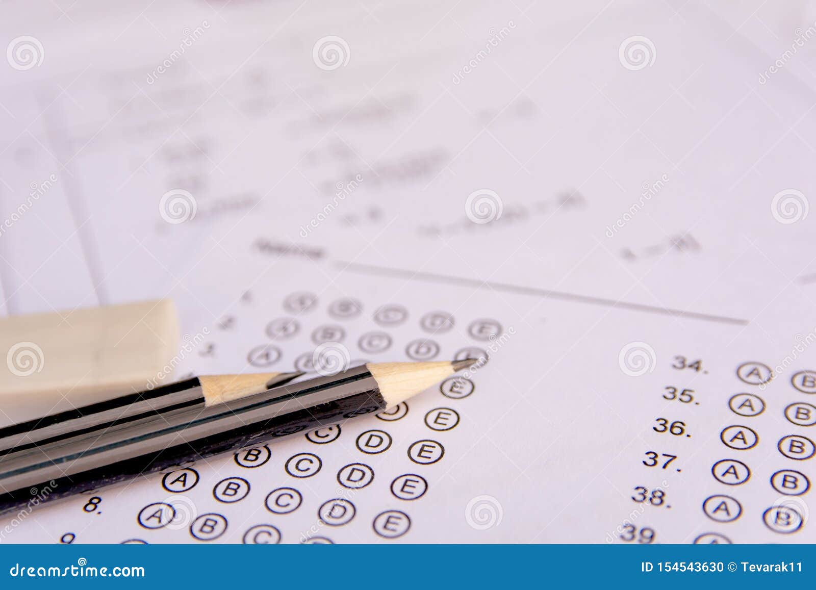 Answer Sheets With Pencil Drawing Fill In Choice. Stock Image ...