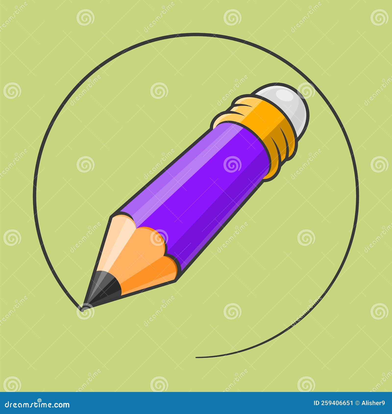 Pencil with an Eraser Drawing a Circle Shape Stock Vector ...