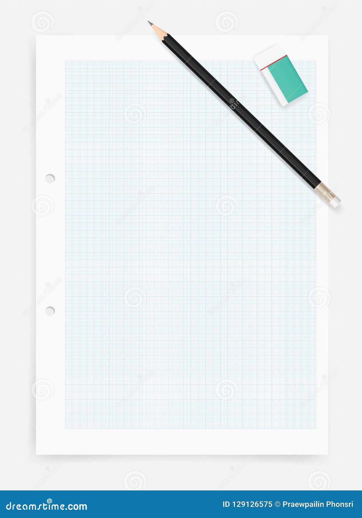 Pencil and Eraser on Drawing Paper Sheet Background. Stock Vector ...