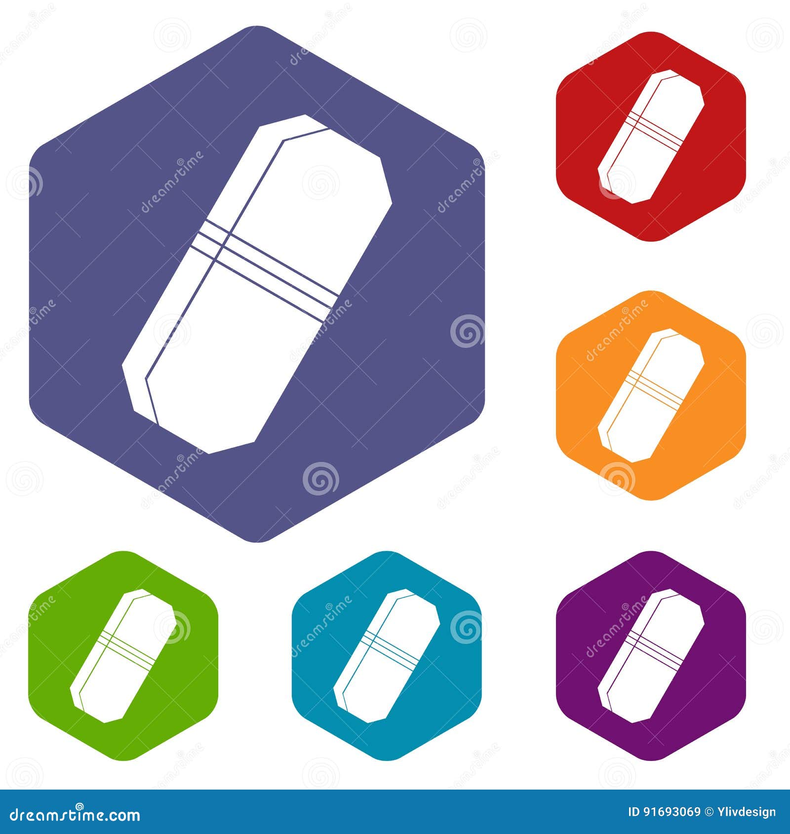 Pencil Box Hexagon Logo. Box Emblem. Ð¡ube Pencil. Cartoon Vector ...