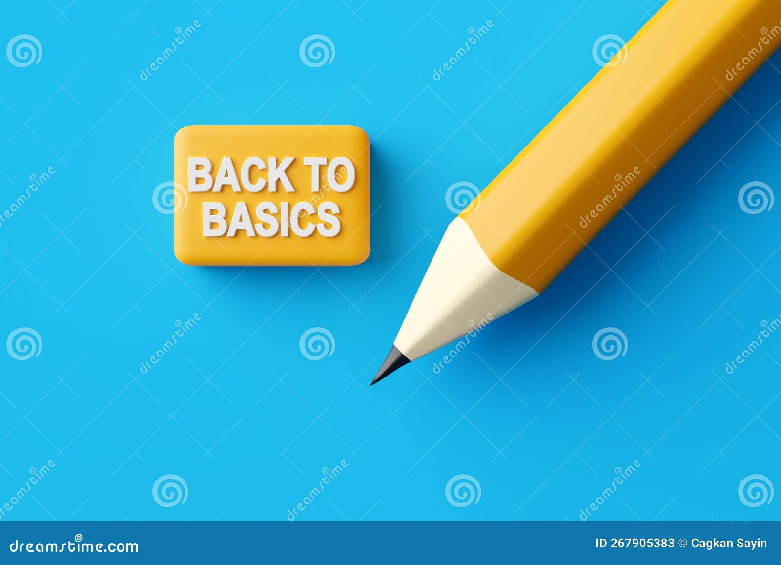 Pencil and an Eraser with the Message Back To Basics Stock Illustration ...