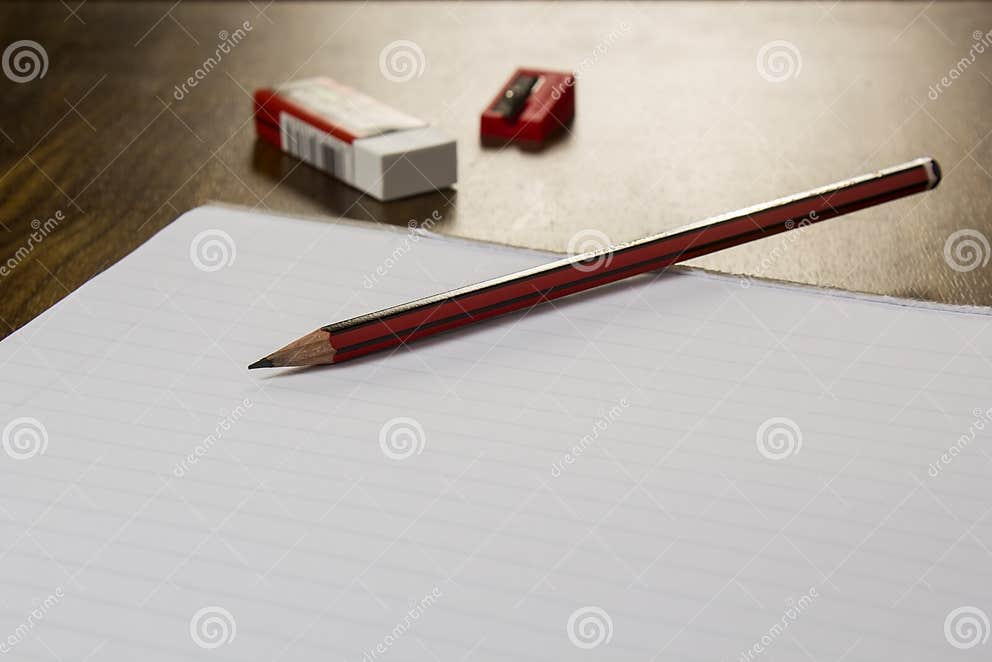 Pencil eraser and paper stock image. Image of white, wooden - 88578931