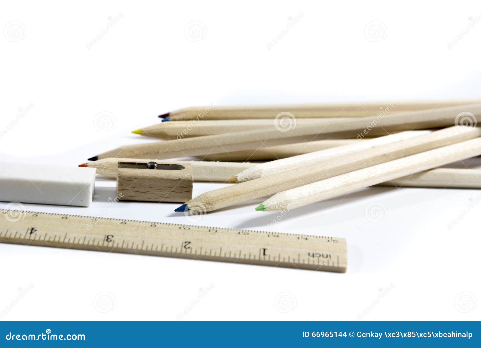 Pencil, Eraser, Sharpener, Wood Meter Ruler Stock Photography ...