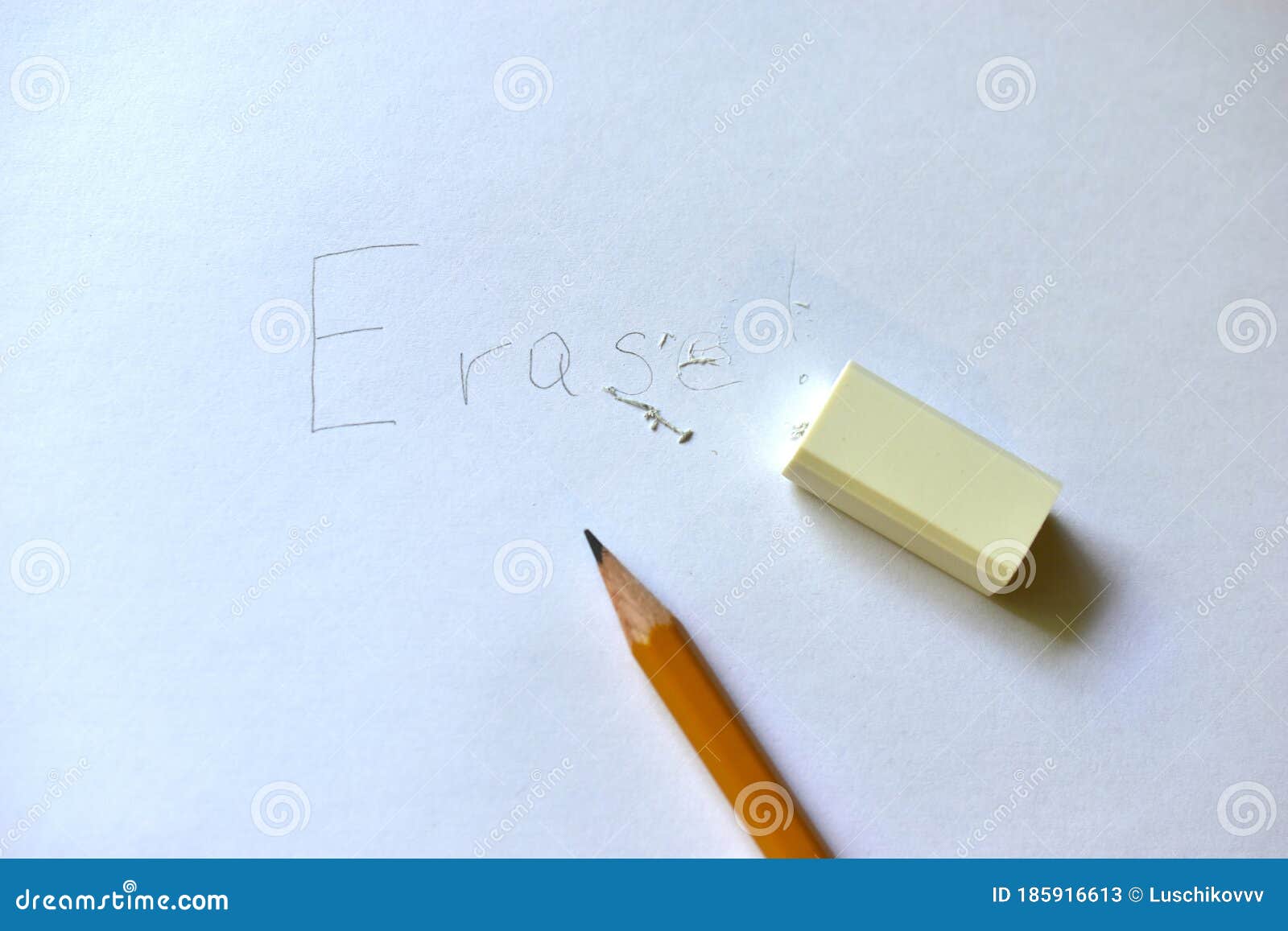 Pencil and Eraser on a White Background Stock Image - Image of learning ...