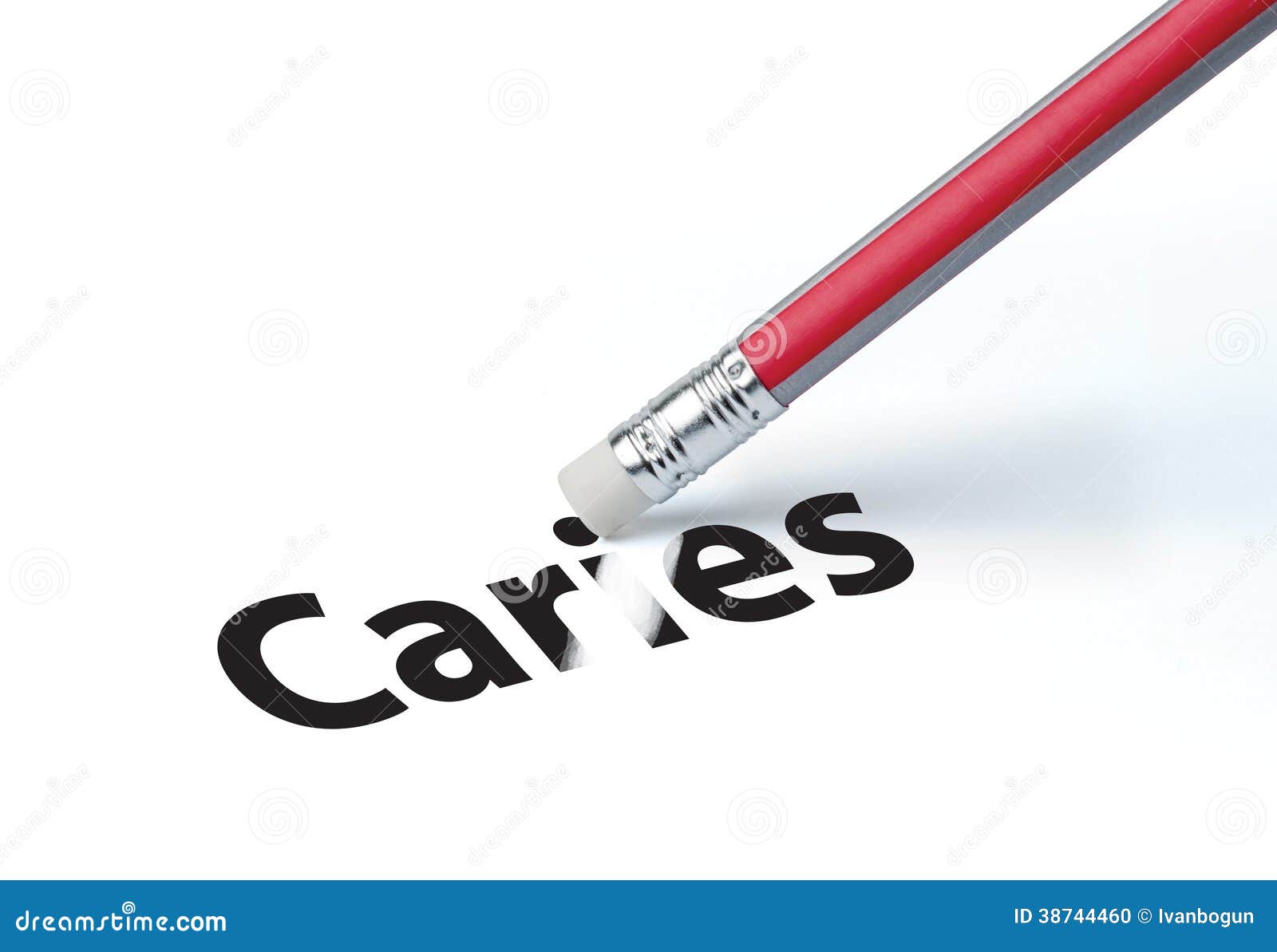 Pencil Erasing the Word Caries Stock Photo - Image of lowering, whiten ...