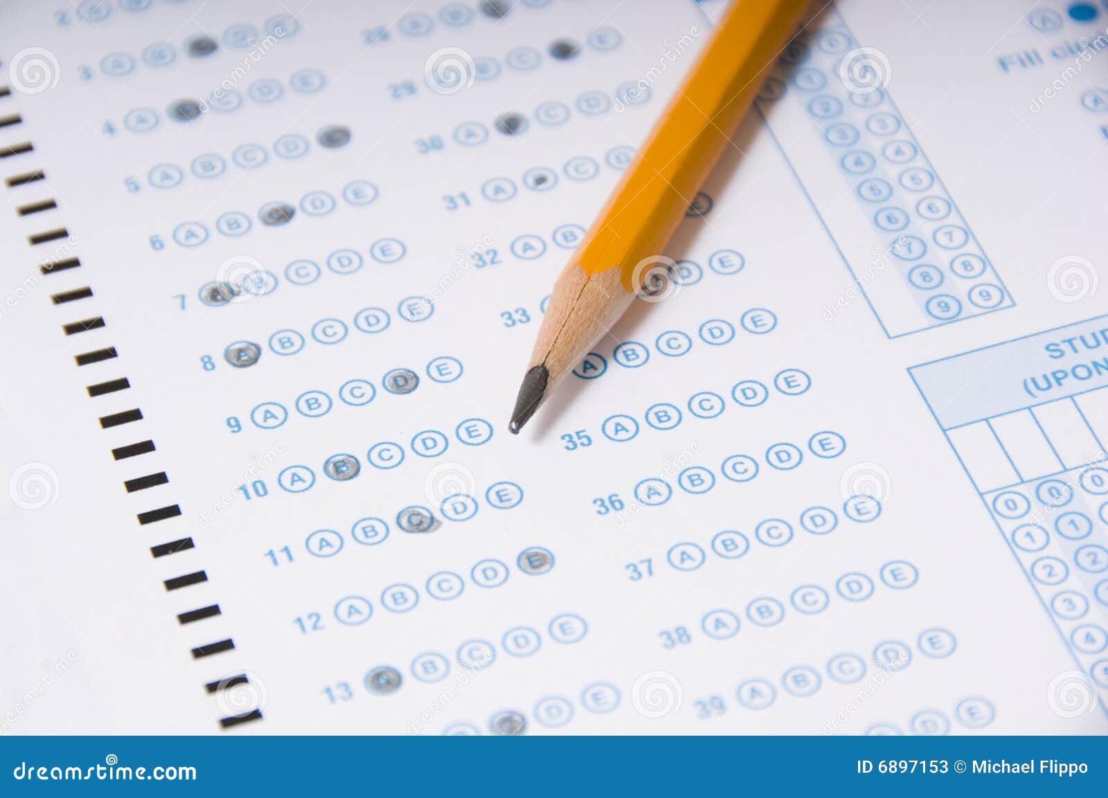 Pencil on Exam stock image. Image of test, computer, yellow - 6897153