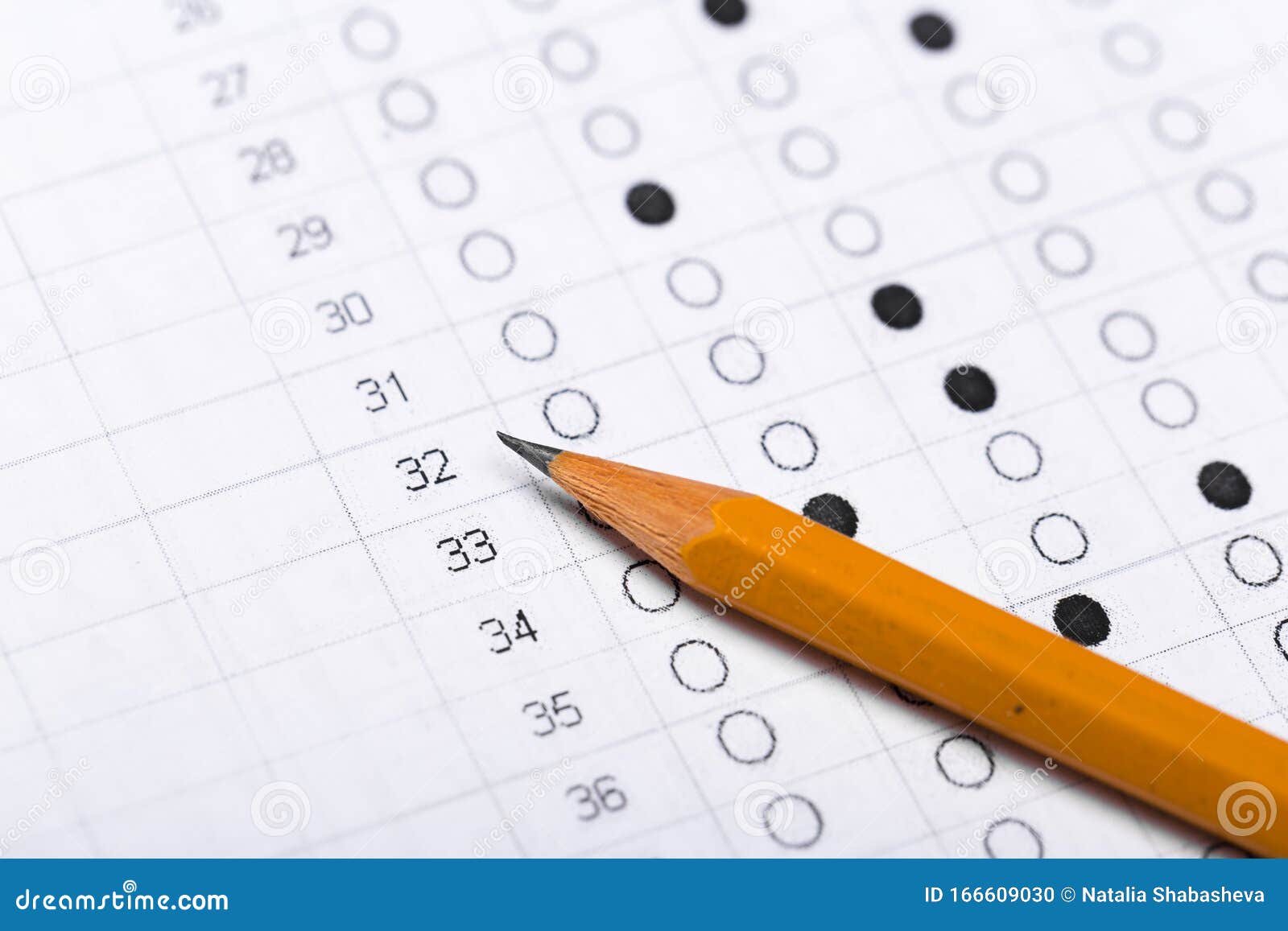 Testing in Exercise and Exam Paper. Computer Sheet with Pencil in ...
