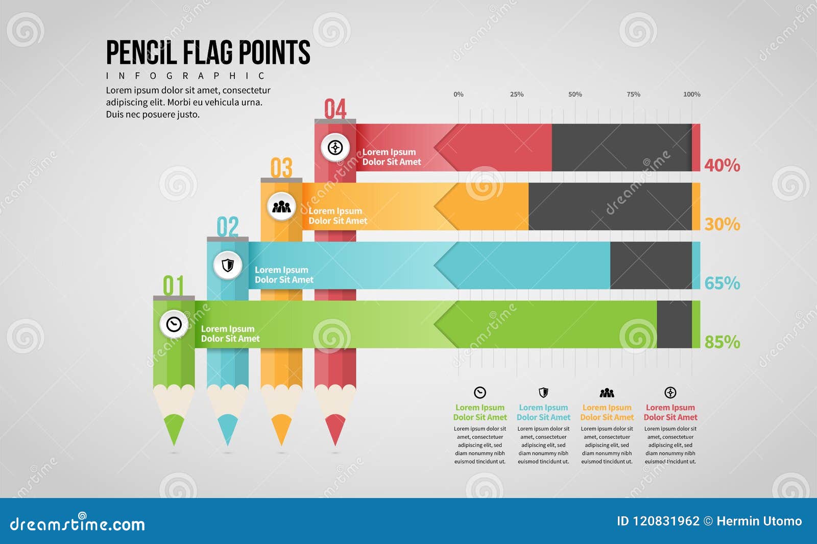Pencil Flag Points Infographic Stock Vector - Illustration of graphic ...