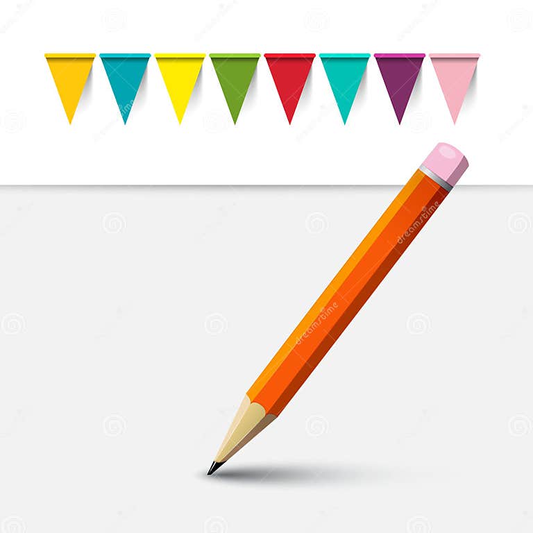 Pencil and Flags. stock vector. Illustration of reminder - 78995324