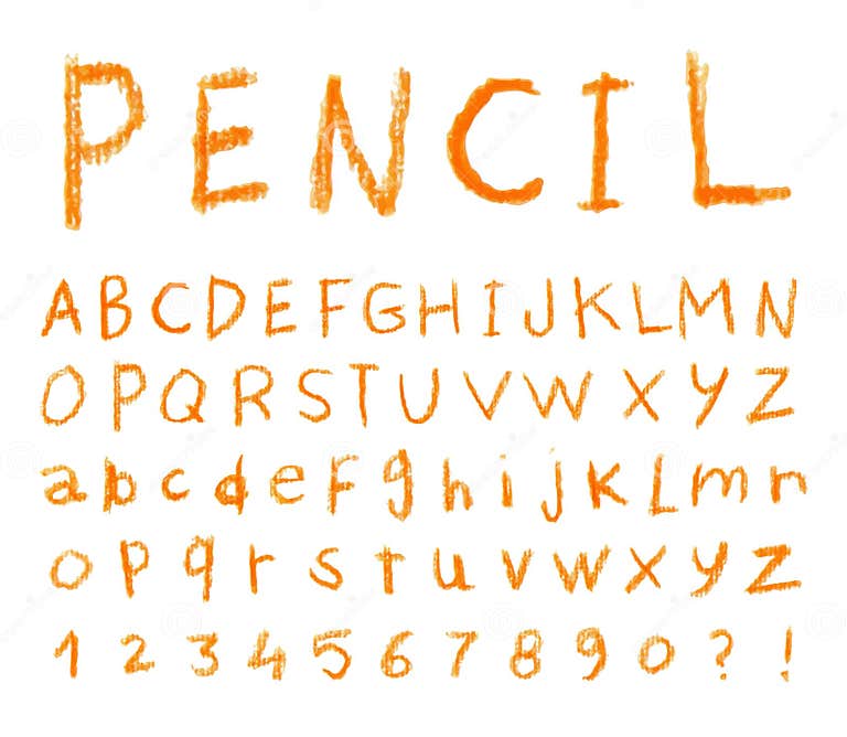 Pencil Font Hand Drawn. Vector Illustration Stock Vector - Illustration ...