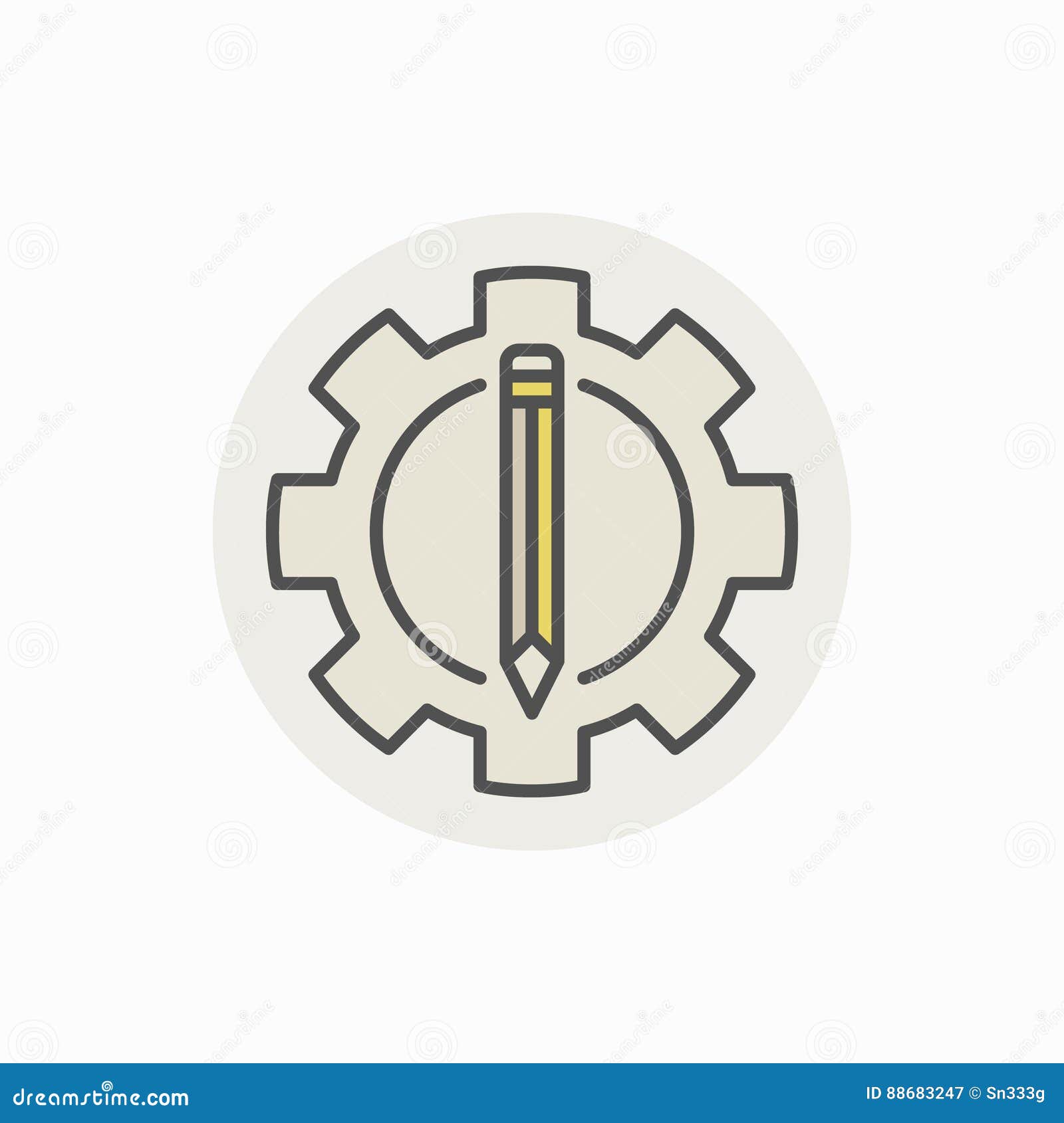 Pencil and gear icon stock vector. Illustration of information - 88683247