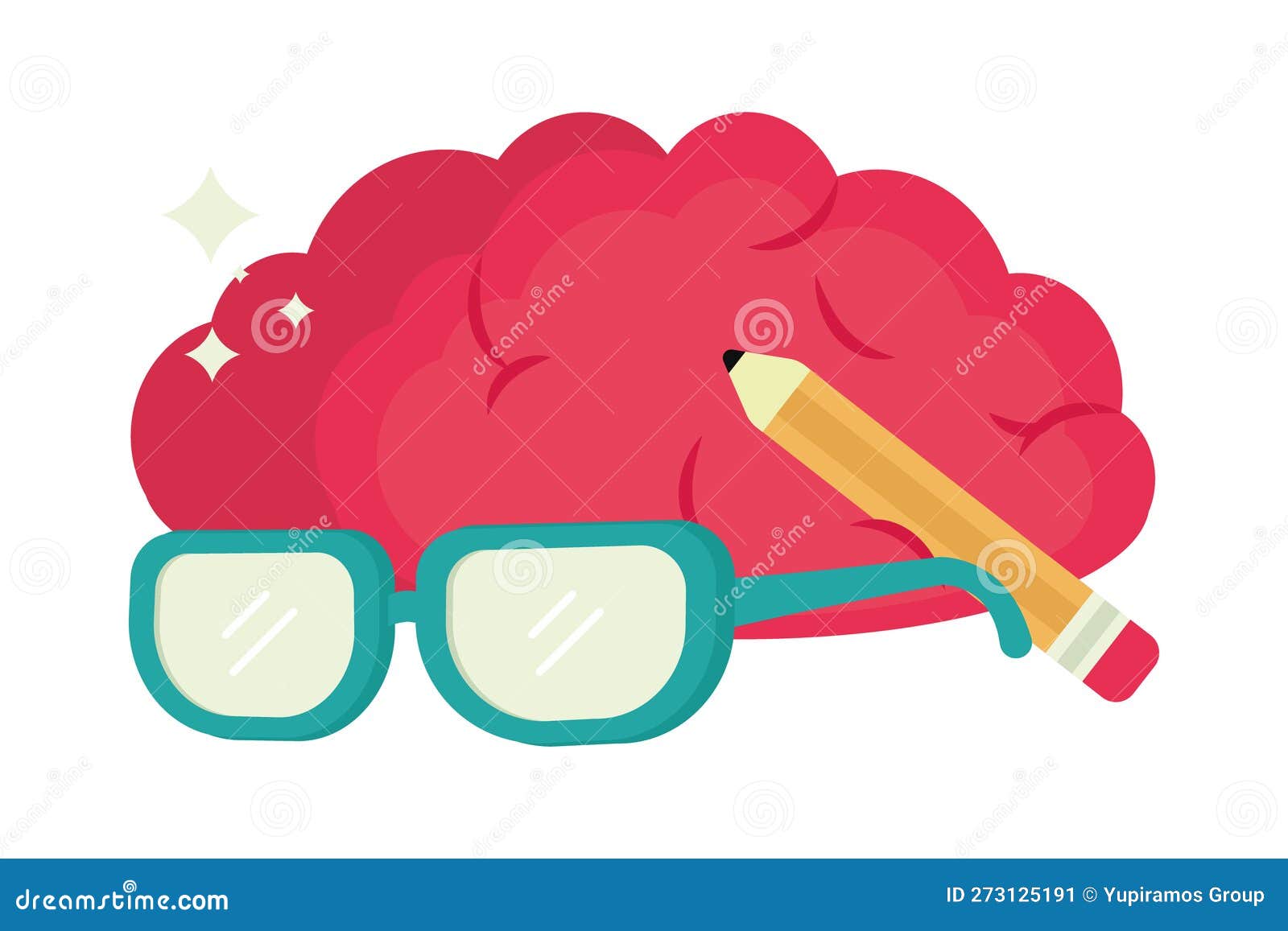 Pencil with genius brain stock vector. Illustration of color - 273125191