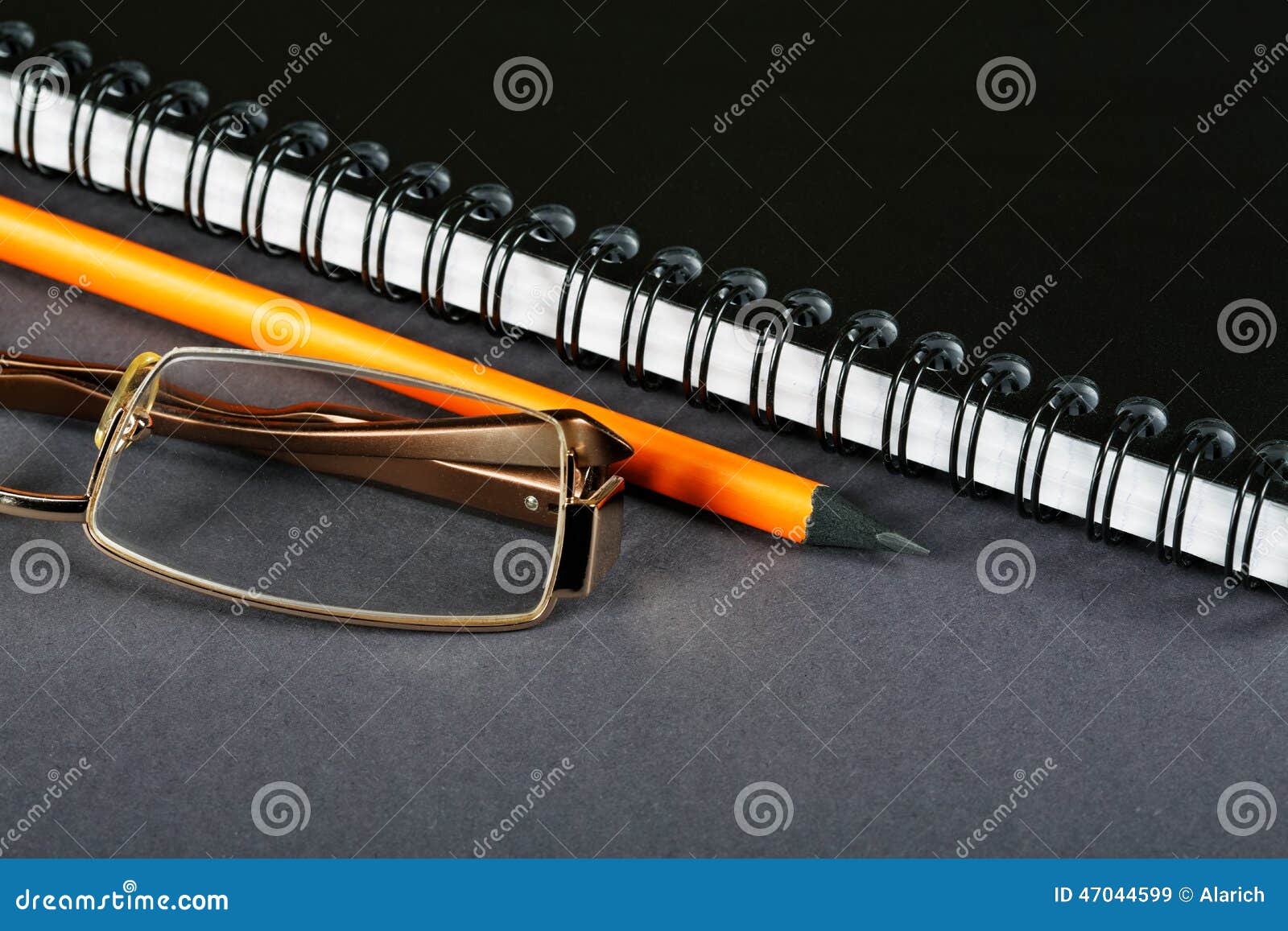 Pencil Glasses and a Writing-book Stock Image - Image of writing, lens ...