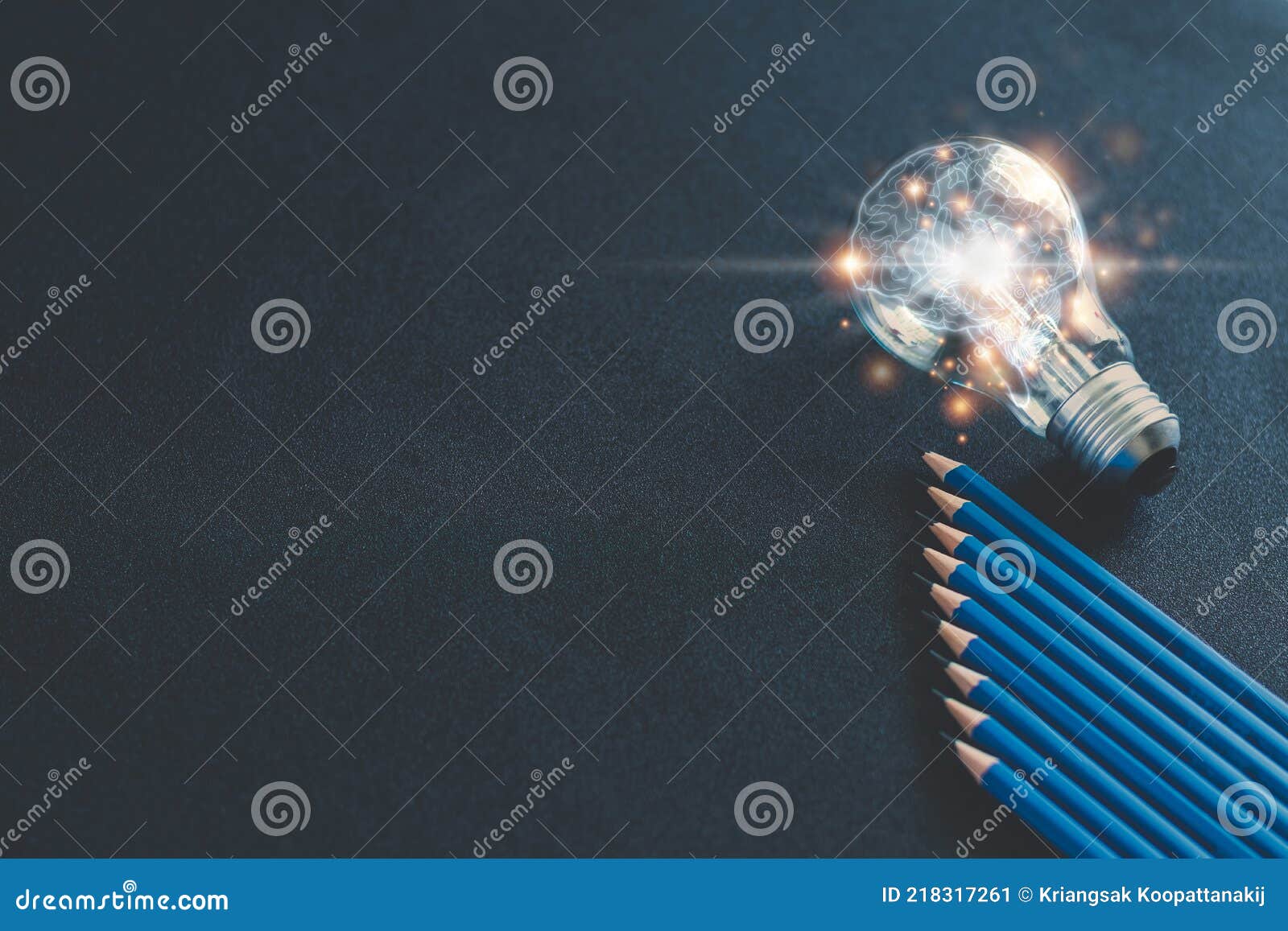 Pencil with Glowing Light Bulb. Self Learning or Education Knowledge ...