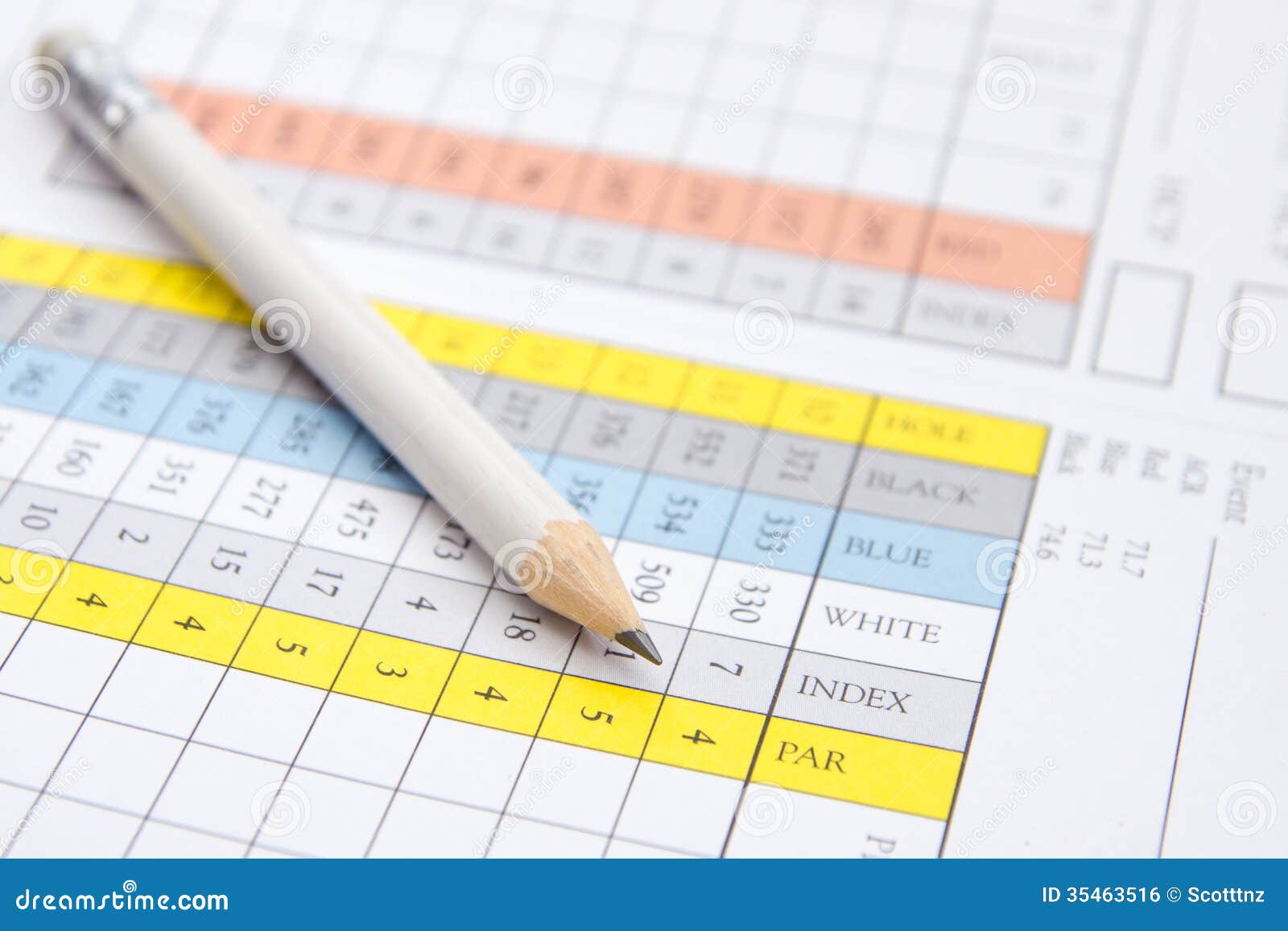Pencil on a golf scorecard stock photo. Image of qualify - 35463516