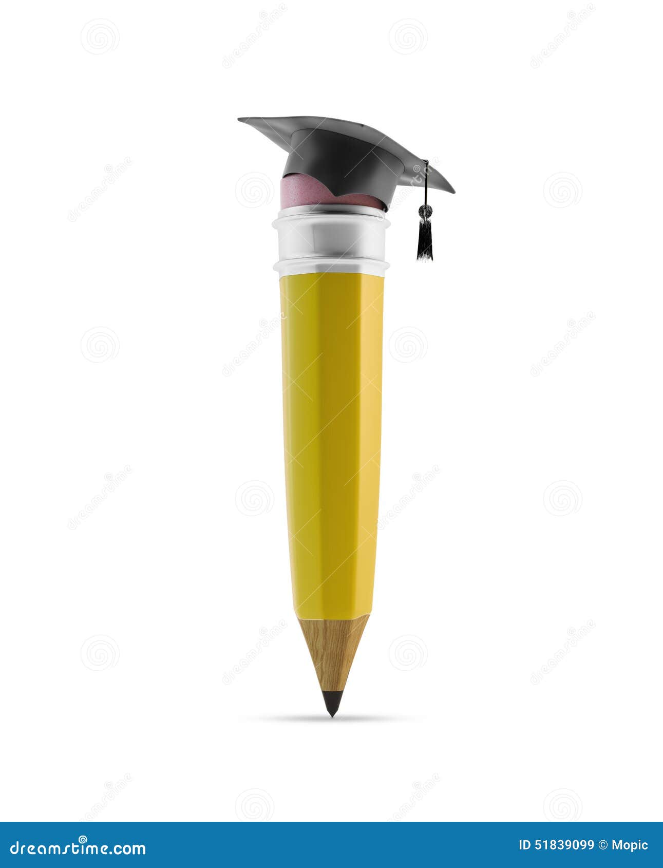 Pencil with a Graduation Cap Stock Illustration - Illustration of paper ...