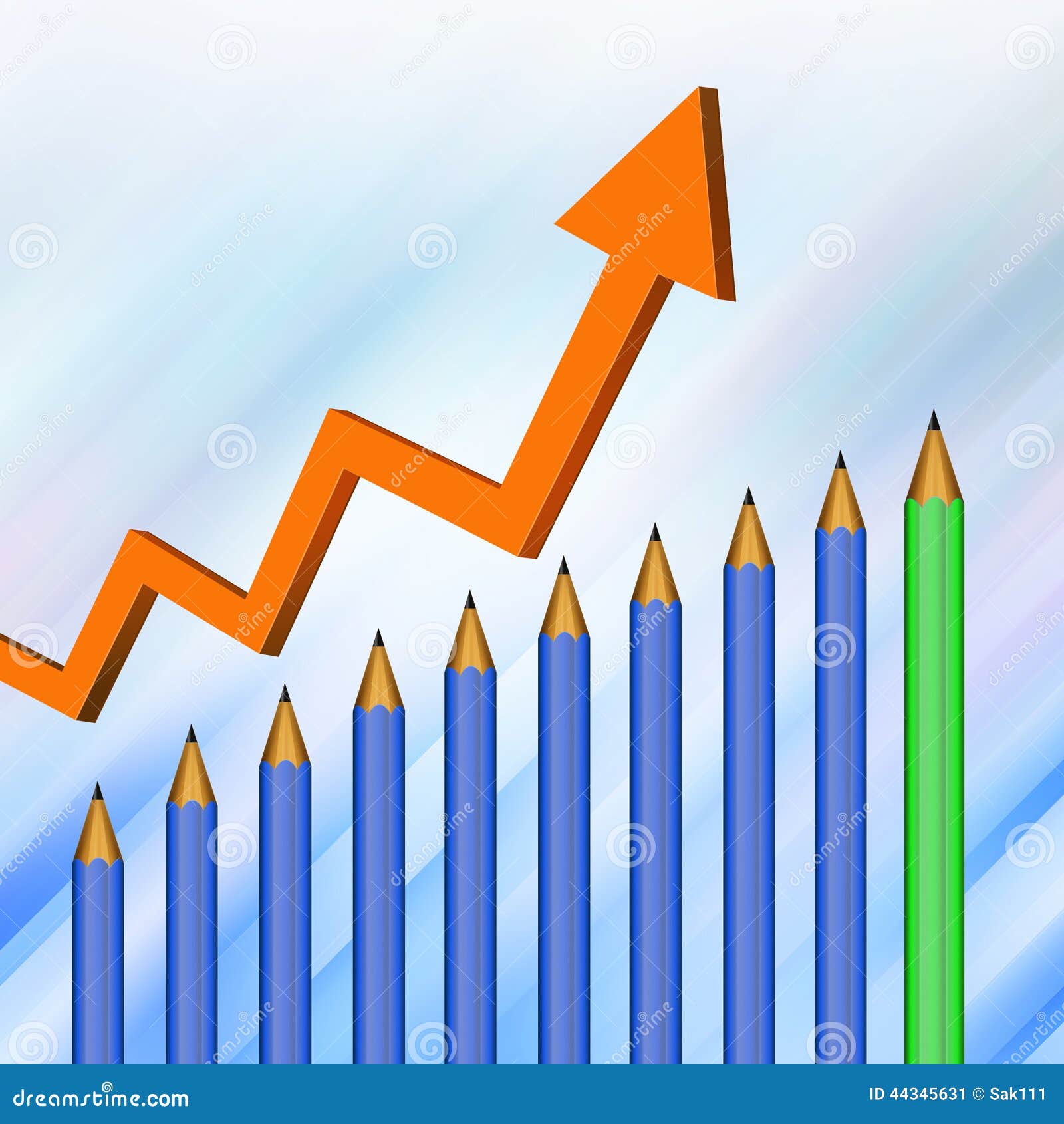 Pencil with Graph on Abstract Background Stock Illustration ...