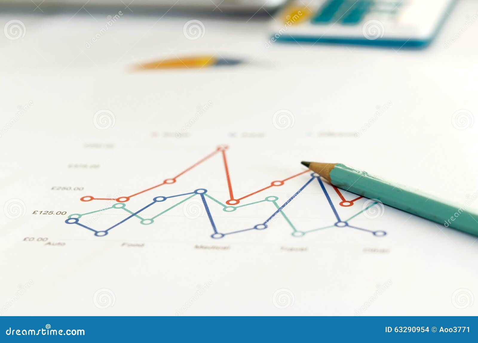 Pencil and graph stock photo. Image of graph, chart, sale - 63290954