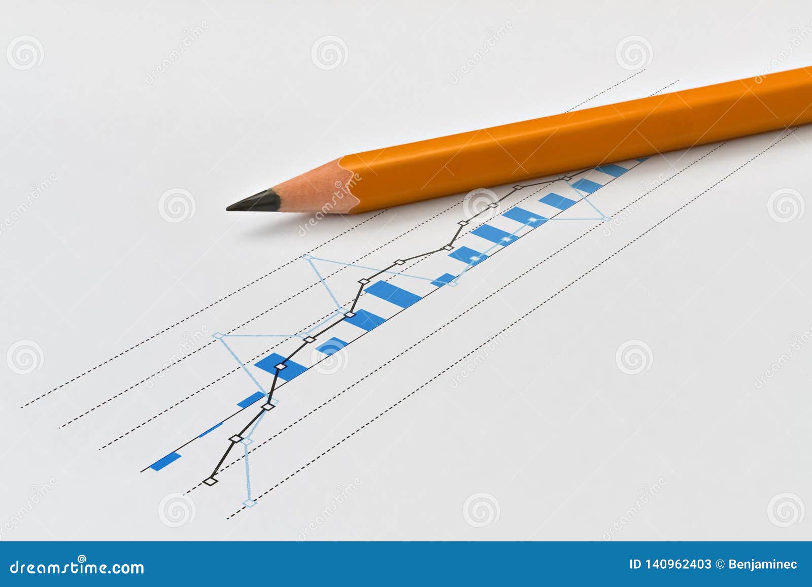 Pencil and graph stock image. Image of outcome, performance - 140962403
