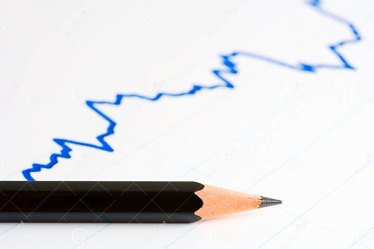 Pencil and Graph Line stock photo. Image of analysis, analyzing - 9705056