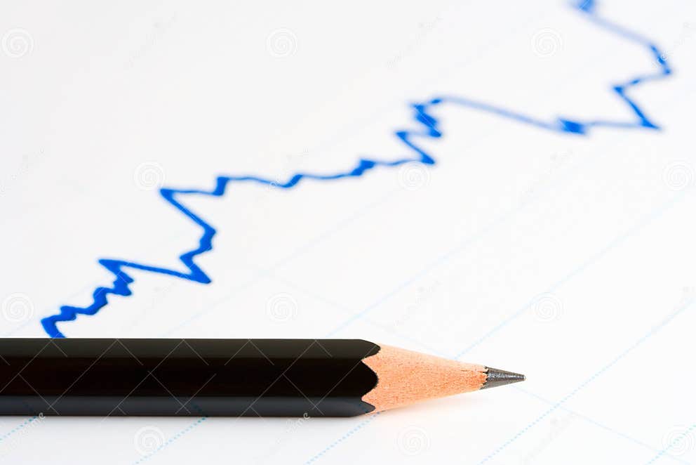 Pencil and Graph Line stock photo. Image of analysis, analyzing - 9705056
