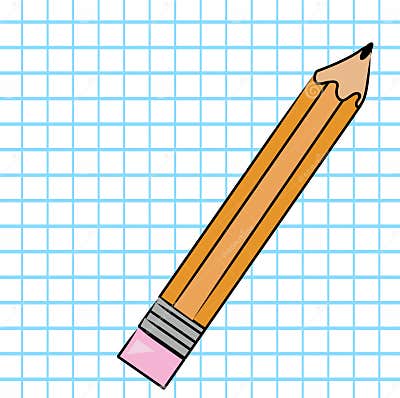 Pencil on graph paper stock vector. Illustration of school - 4681846