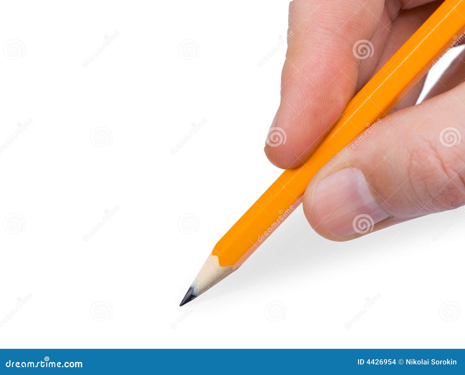 Pencil in hand stock photo. Image of background, holding - 4426954