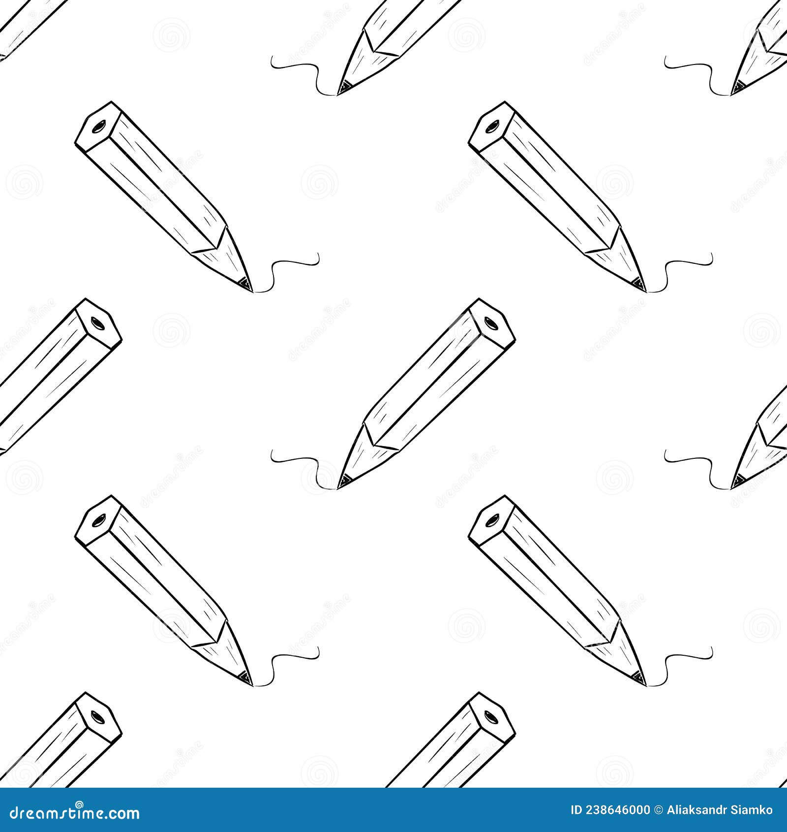Pencil Hand Drawn Sketch. Seamless Pattern Stock Vector - Illustration ...