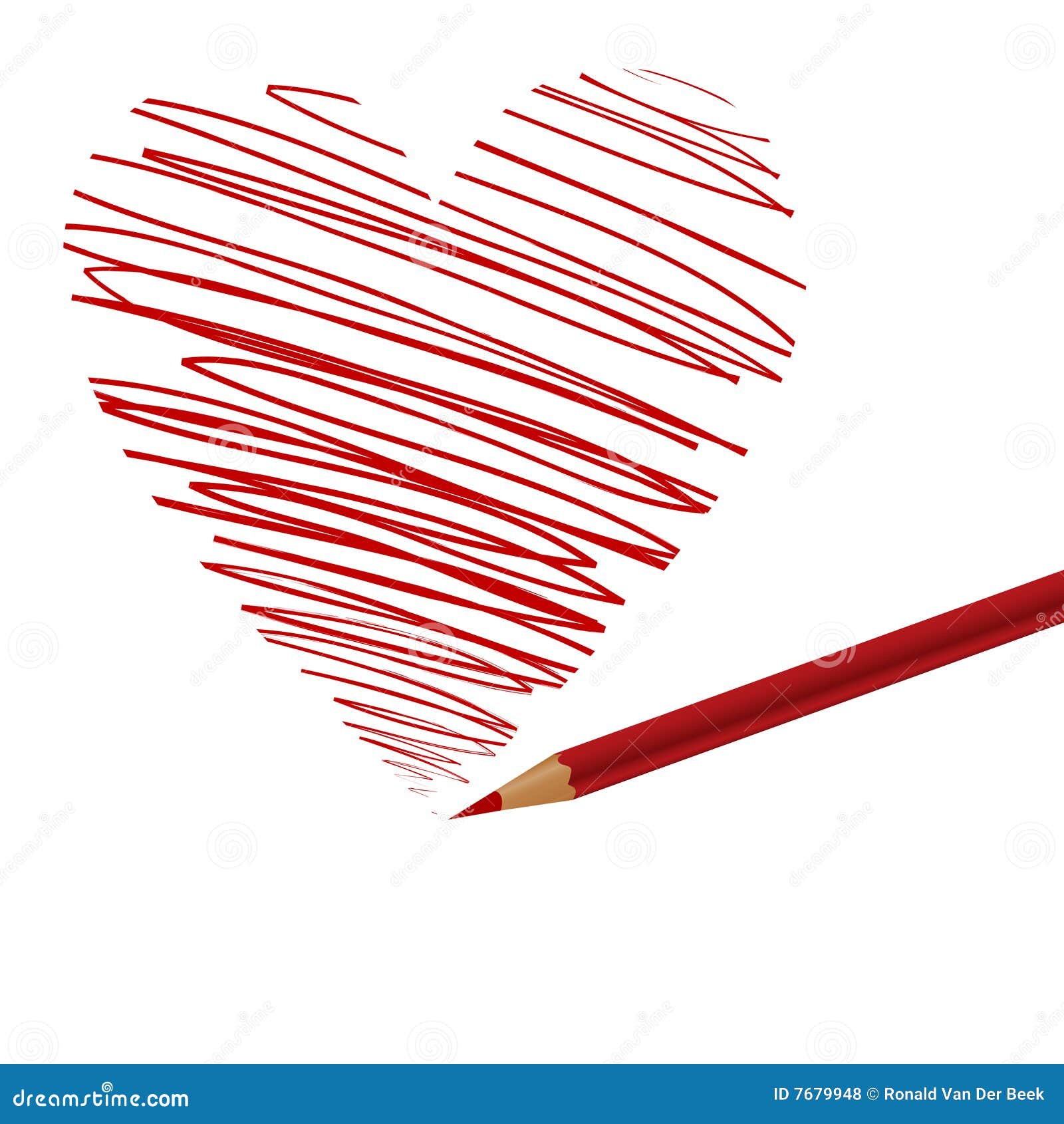 Pencil and heart stock vector. Illustration of drawing - 7679948