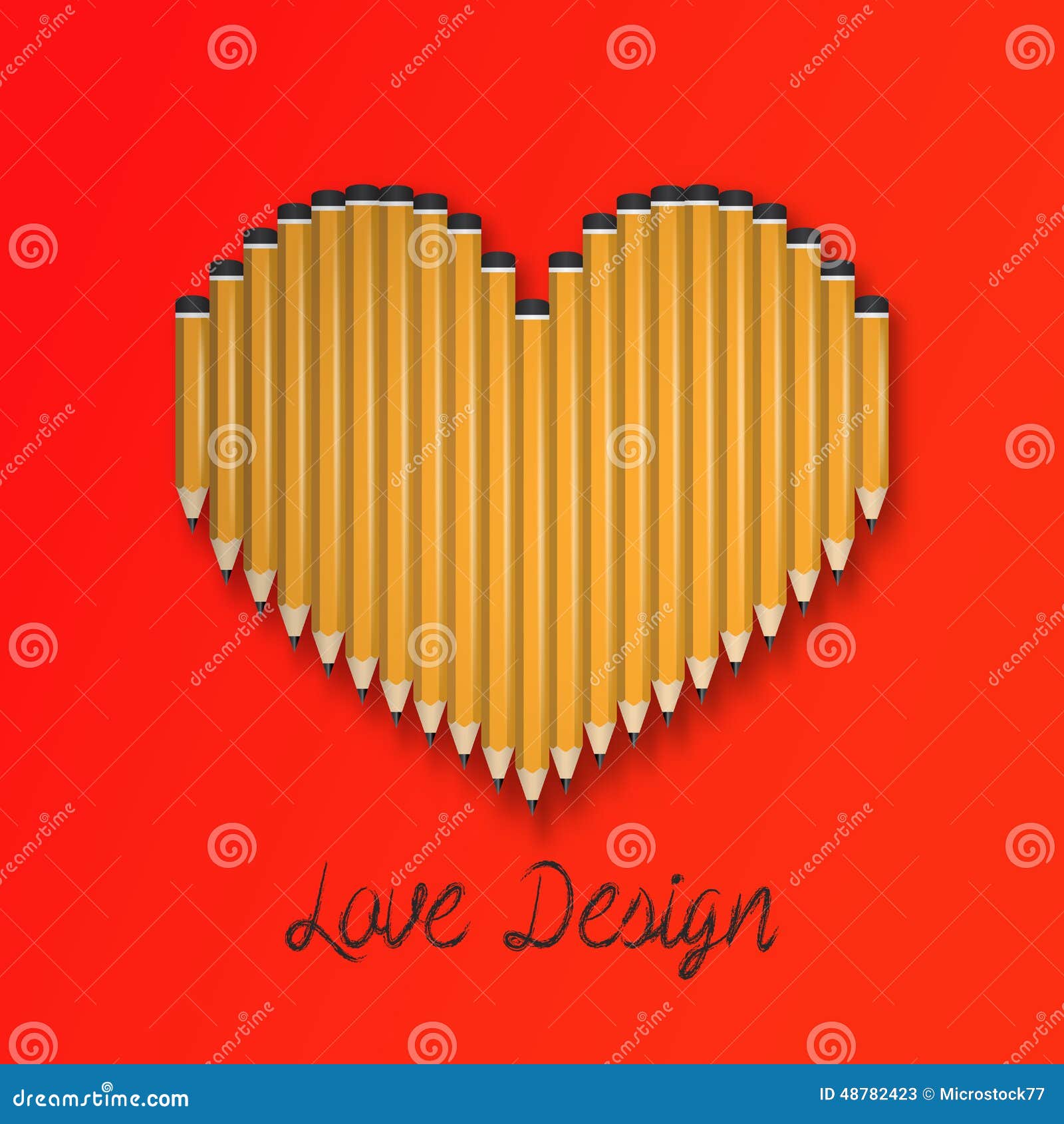 Pencil heart shape stock vector. Illustration of group - 48782423
