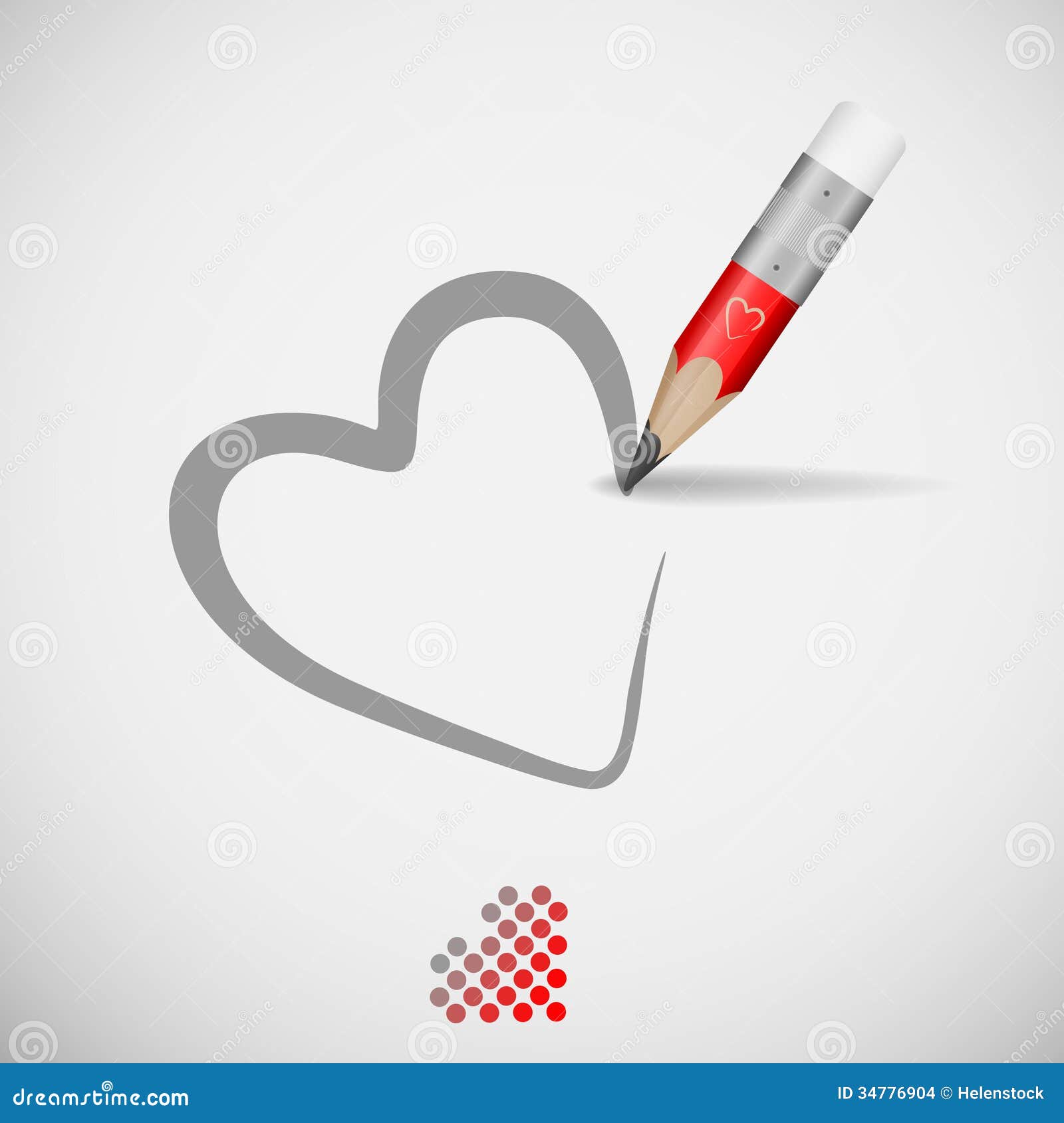 Pencil and Heart. stock illustration. Illustration of happy - 34776904