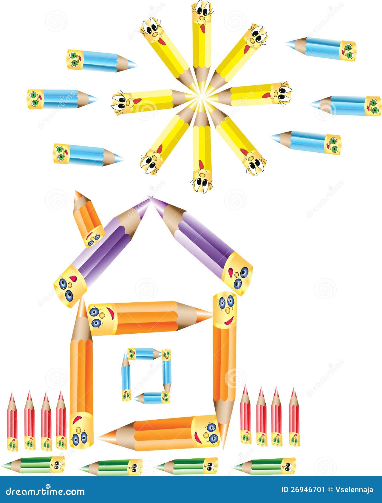 A Pencil House. A Small Three-story House With Tall Grass Growing ...