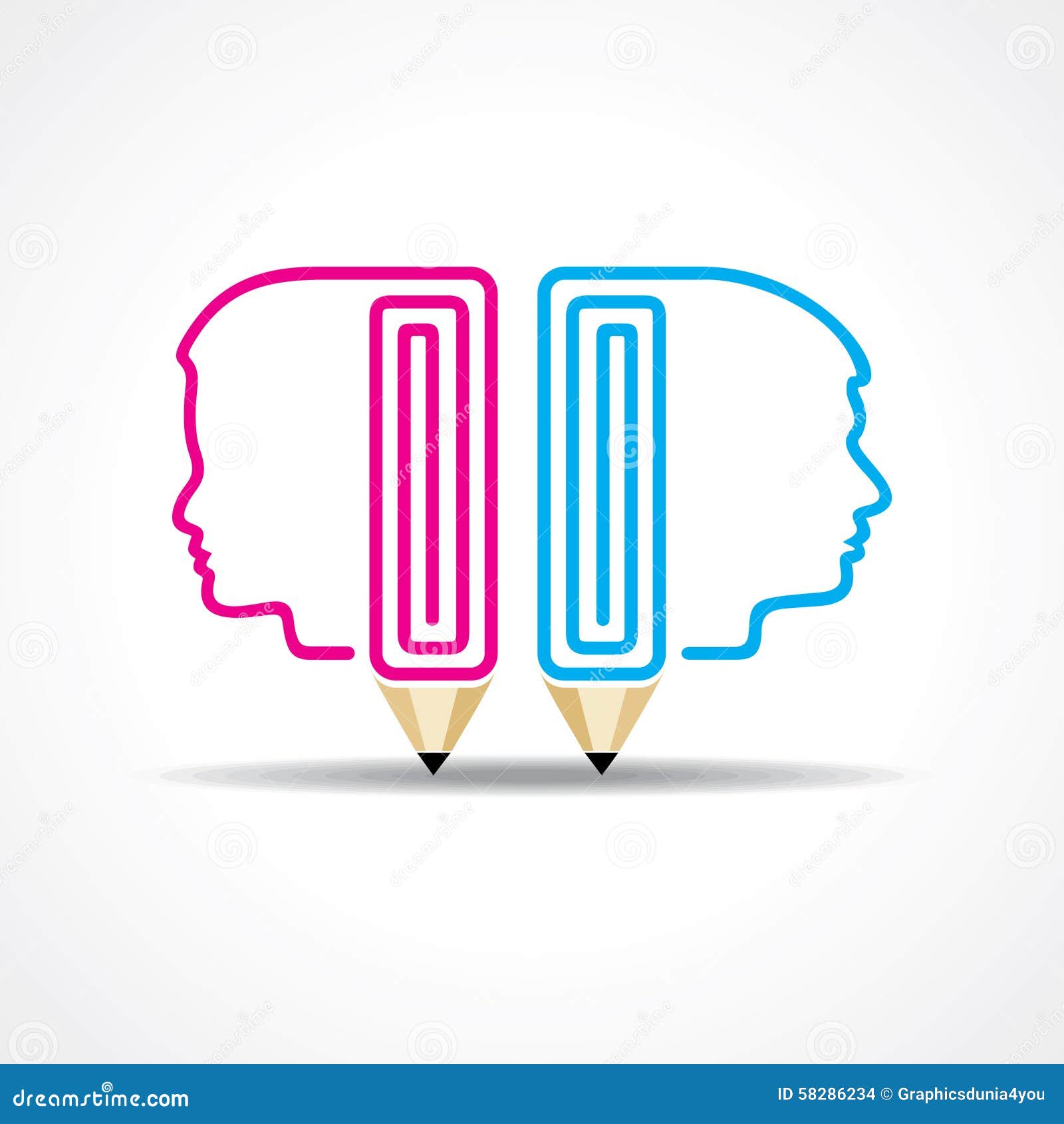 Pencil with human head stock vector. Illustration of human - 58286234