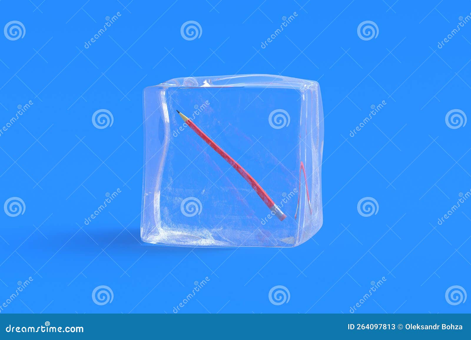 Pencil in ice cube stock illustration. Illustration of drawing - 264097813
